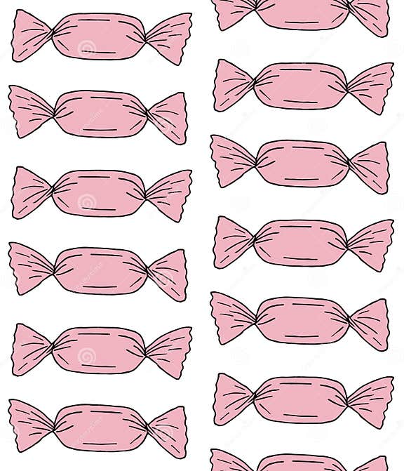 Vector Seamless Pattern of Hand Drawn Pink Candy Stock Illustration ...