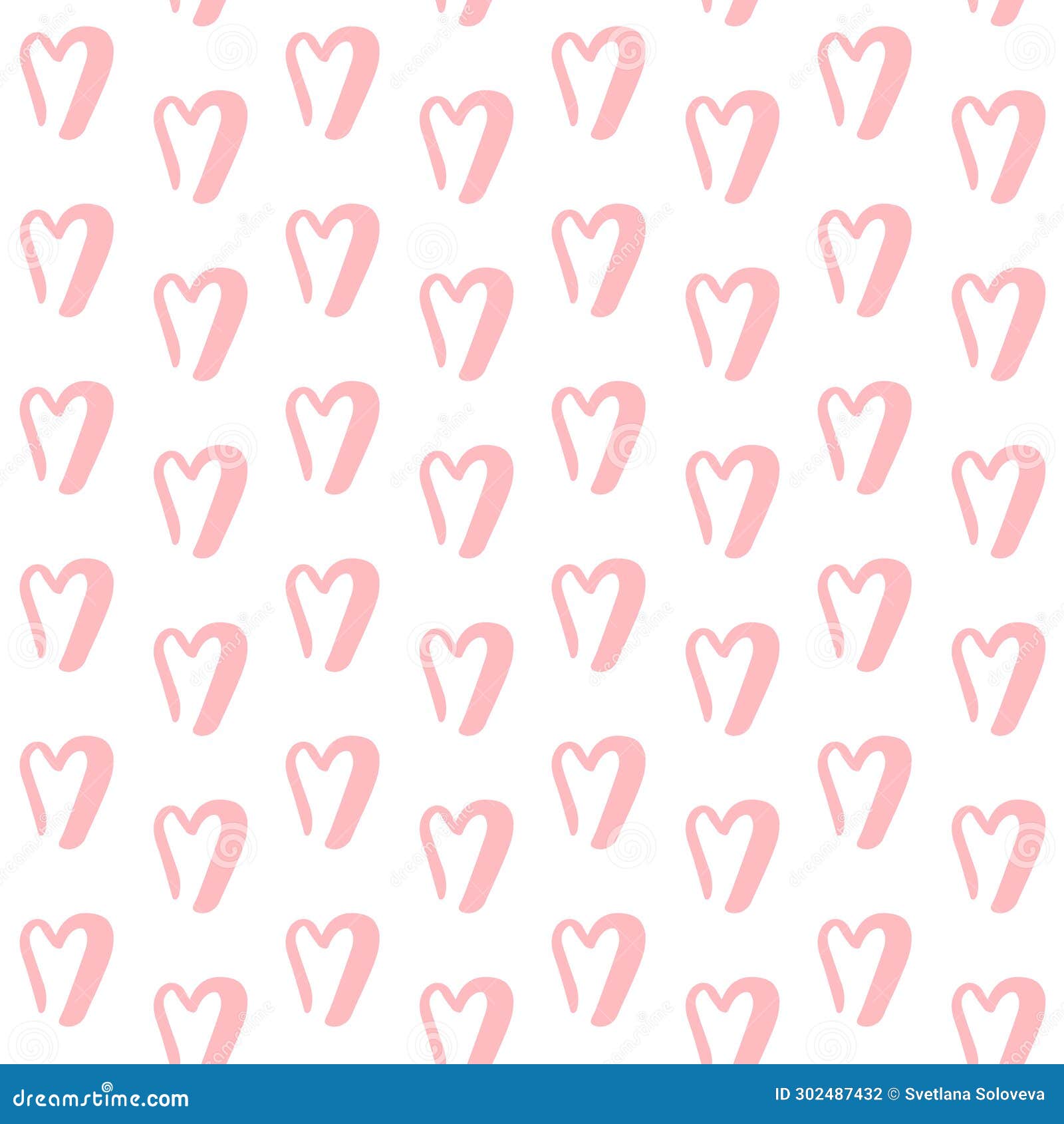 Vector Seamless Pattern of Hand Drawn Pink Heart Stock Vector ...