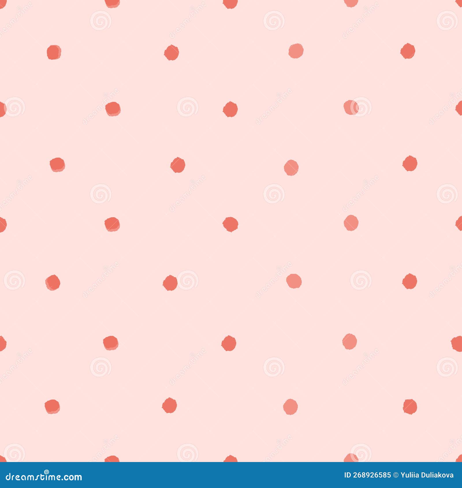 Vector Seamless Pattern With Hand Drawn Pink Watercolor Polka Dots