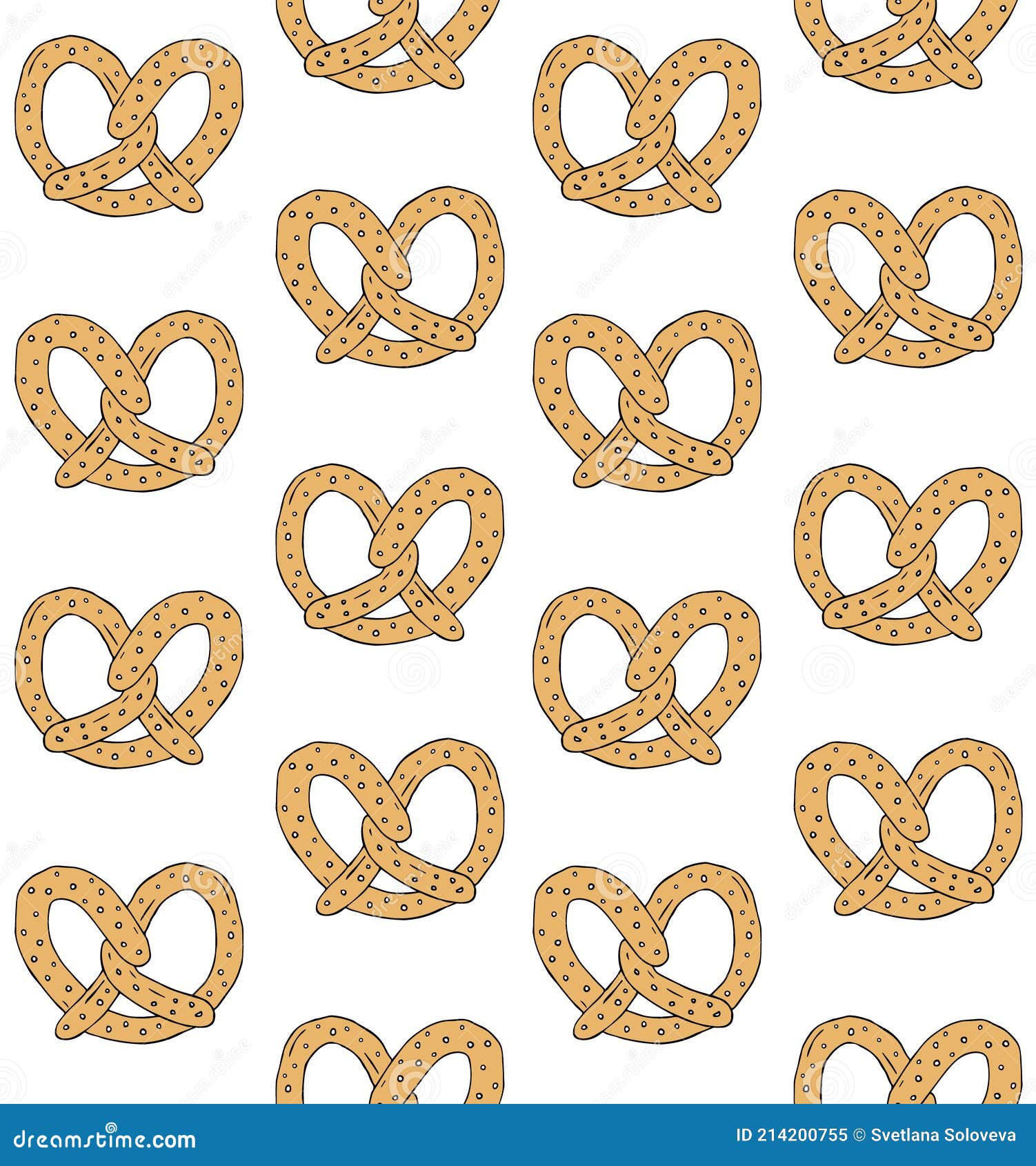 Vector Seamless Pattern of Hand Drawn Pretzel Stock Vector ...