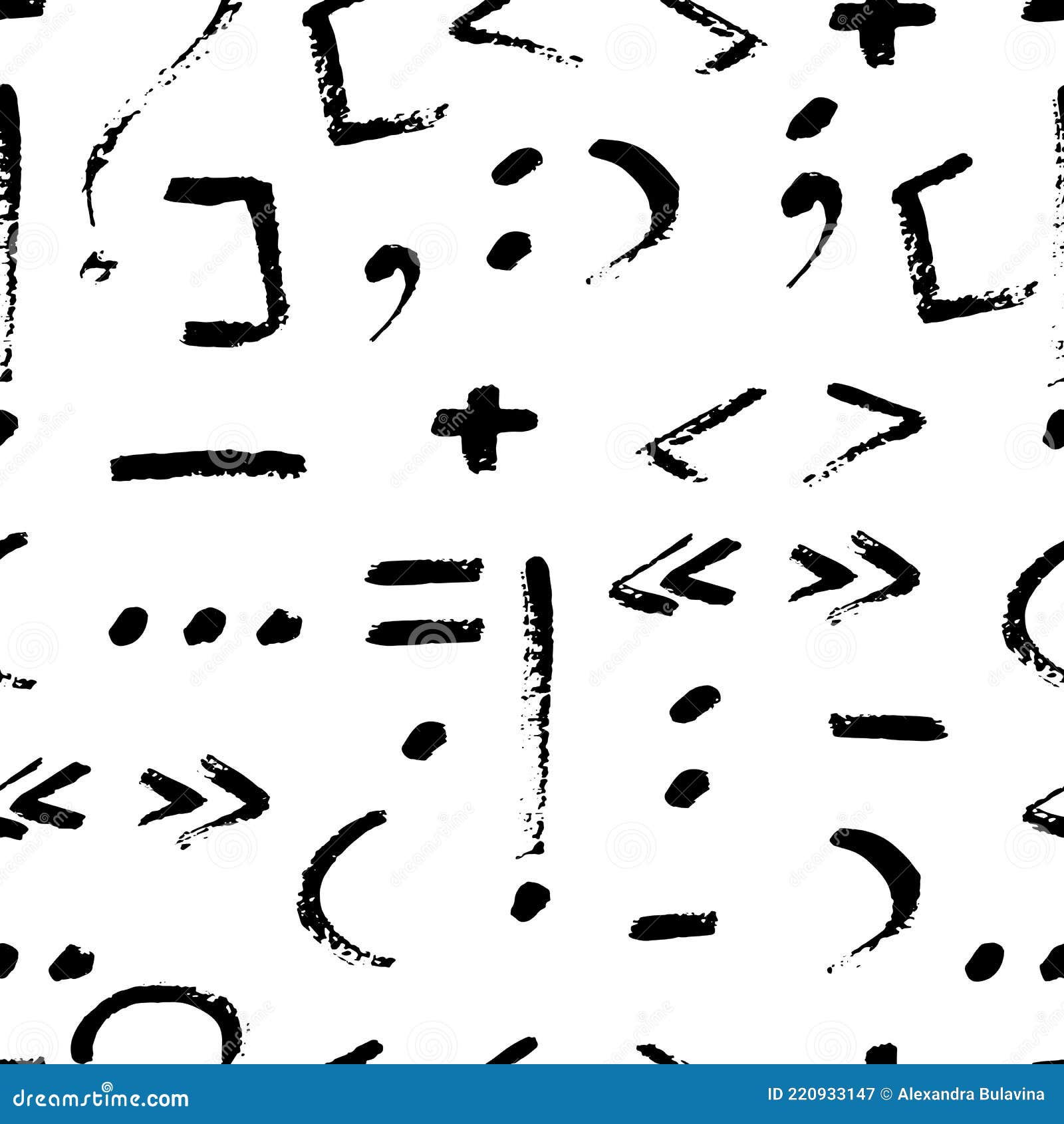 Vector Seamless Pattern with Hand Drawn Punctuation Marks on White ...