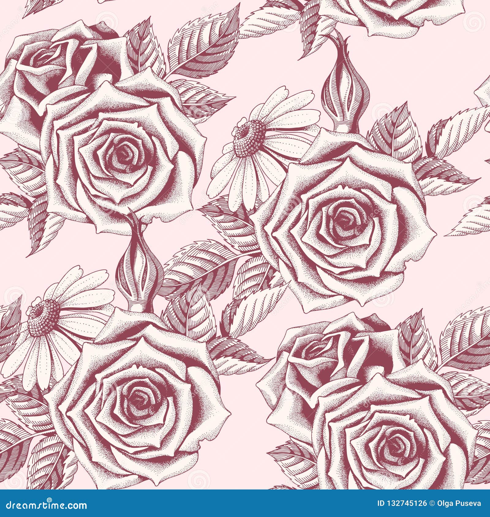 Vector Seamless Pattern with Hand Drawn Roses Stock Vector ... Vector Seamless Pattern with Hand Drawn Roses Stock Vector ...