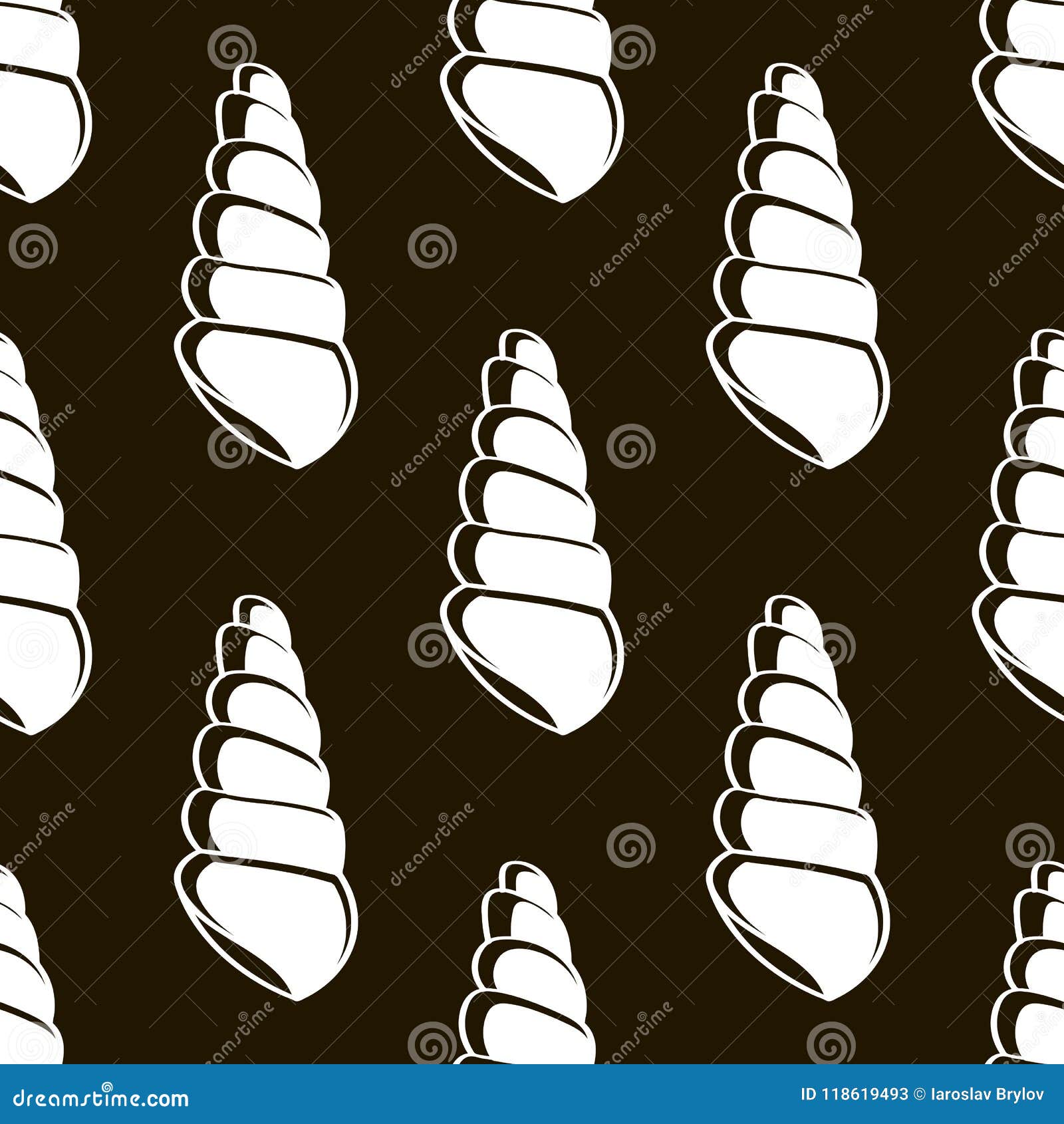 Vector Seamless Pattern with Hand Drawn Scallop Shells. Stock Vector ...