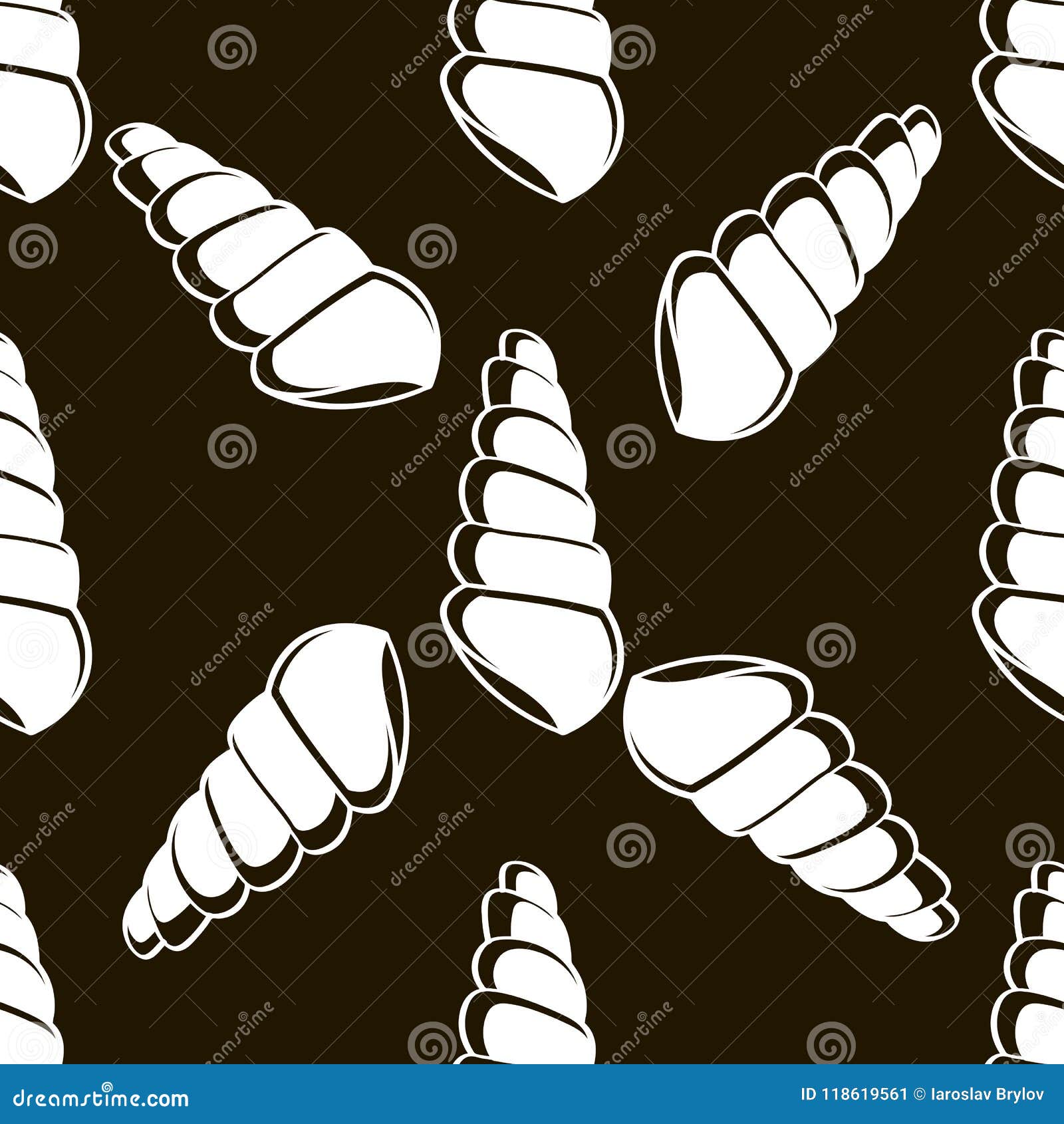 Vector Seamless Pattern with Hand Drawn Scallop Shells. Stock Vector ...