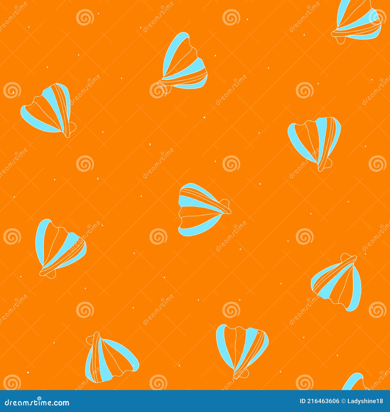 Vector Seamless Pattern with Hand Drawn Scallop Shells, Beautiful ...
