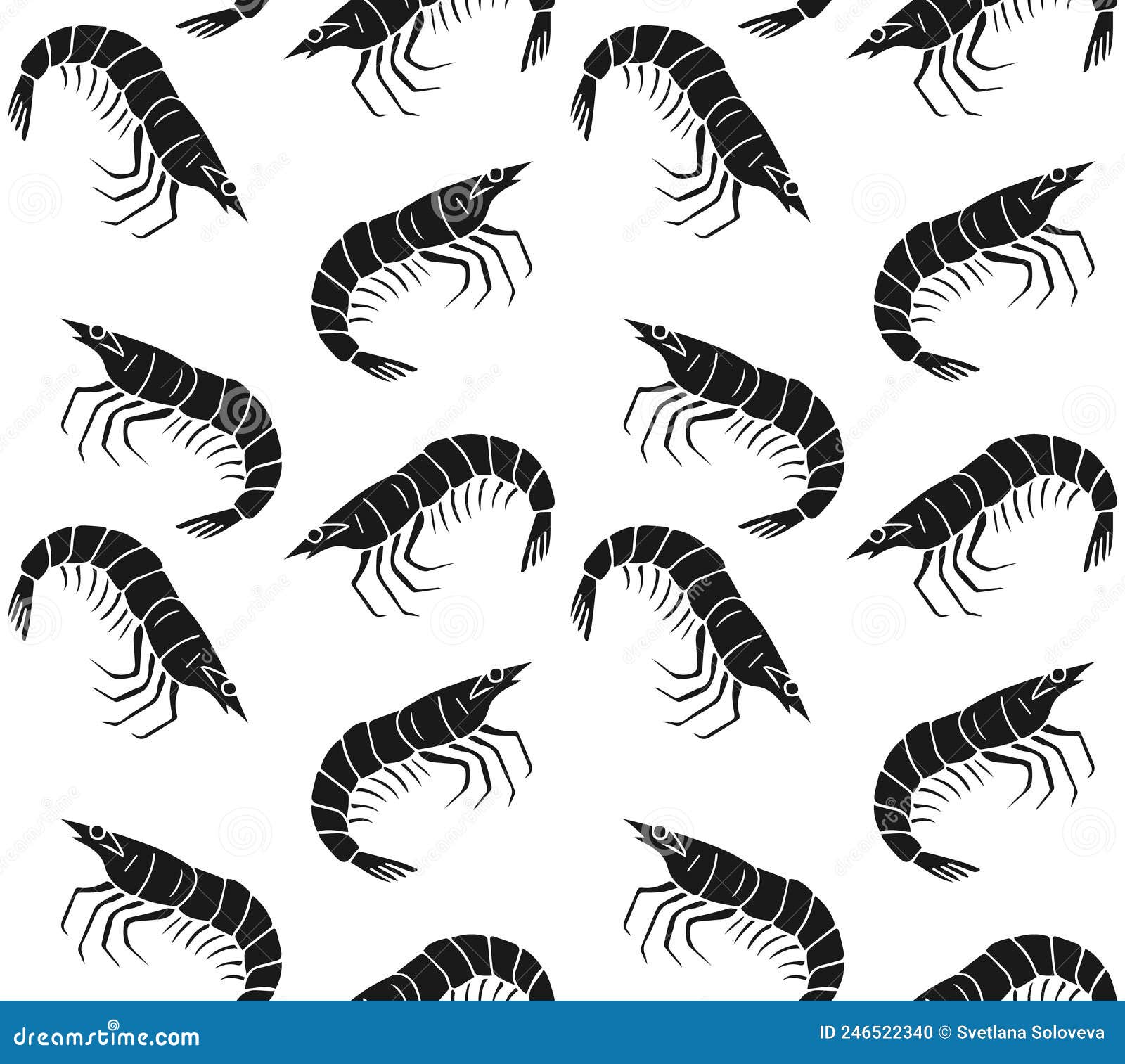 Vector Seamless Pattern of Hand Drawn Shrimp Stock Vector ...