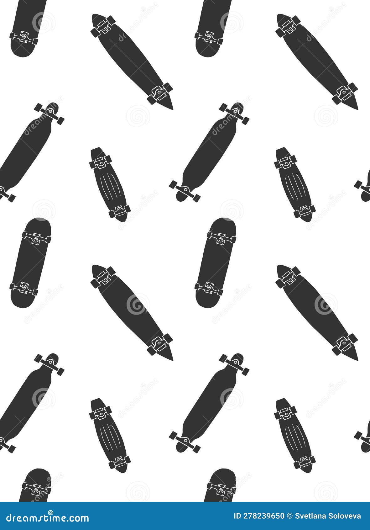 Vector Seamless Pattern of Hand Drawn Skateboards Stock Vector ...