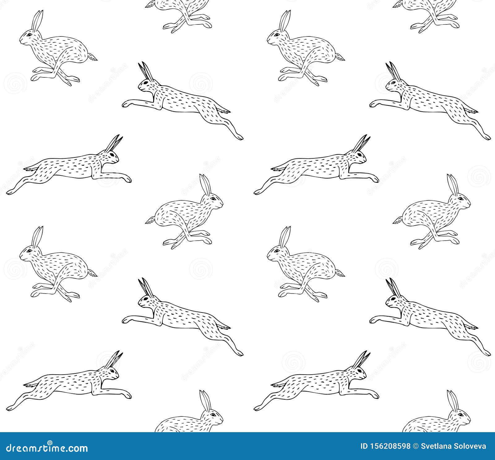 Vector Seamless Pattern of Hand Drawn Sketch Hare Stock Vector ...