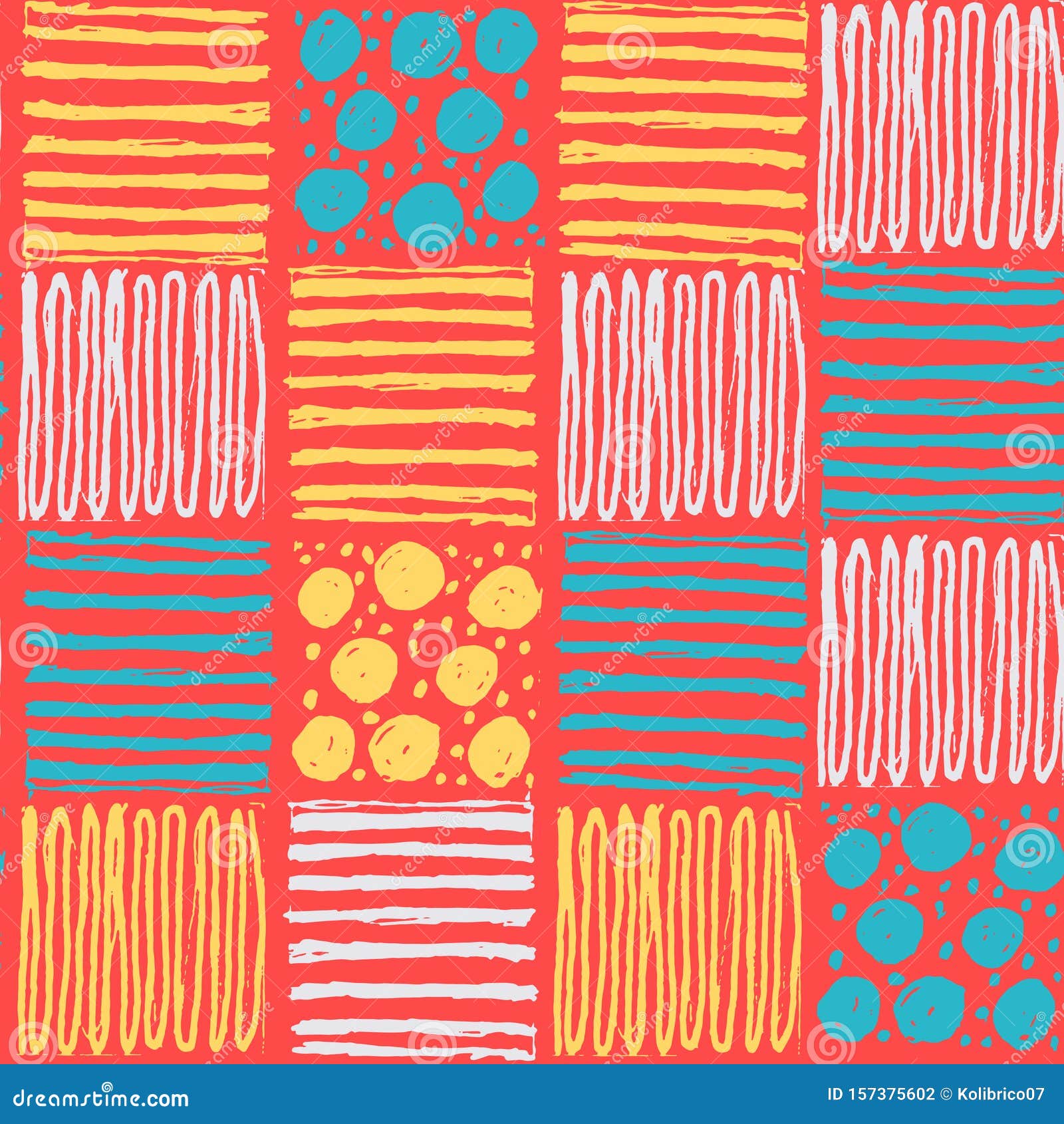 Vector Seamless Pattern of Hand Drawn Squares Enclosing Dots, S Stock ...