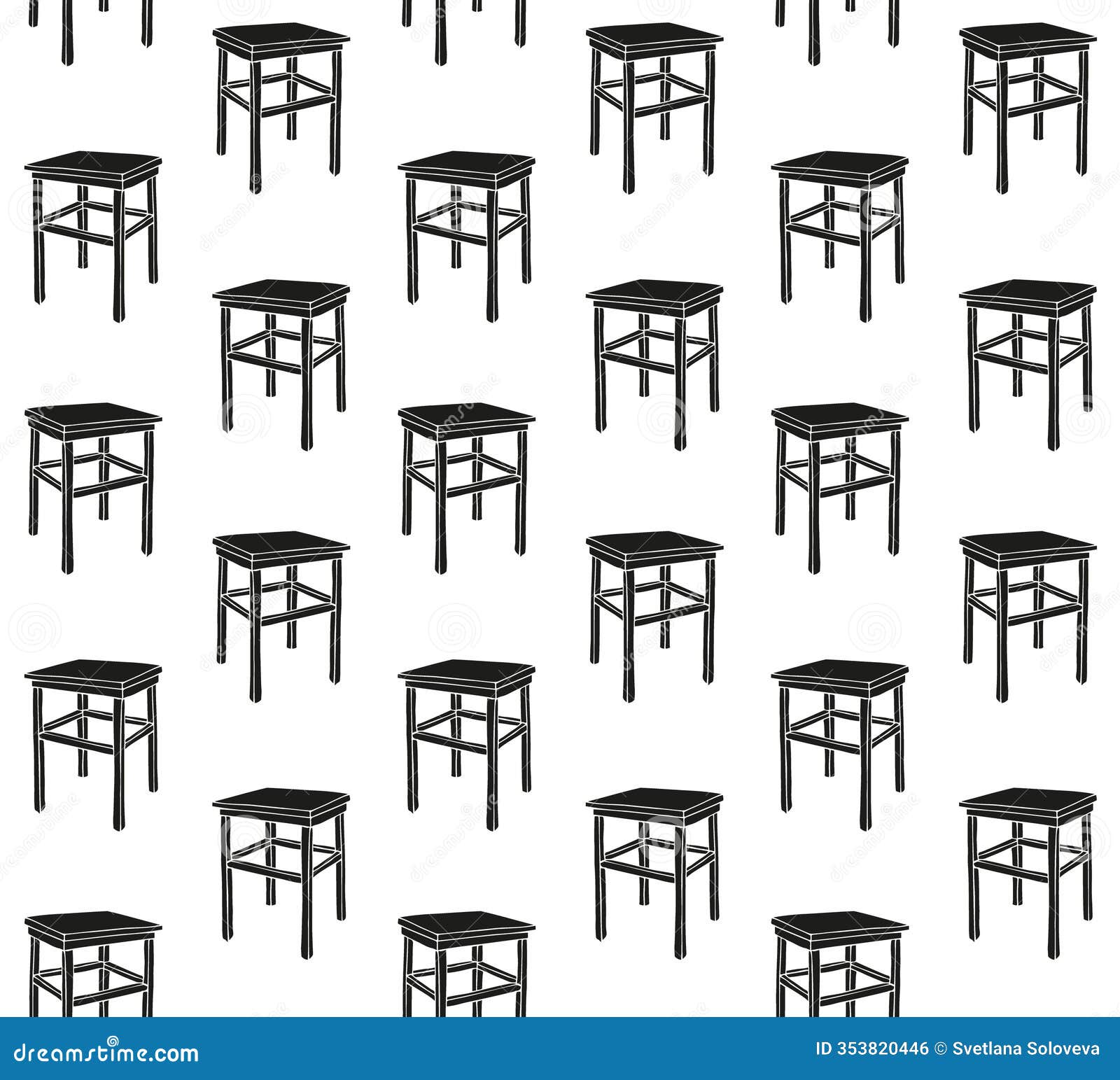 Vector Seamless Pattern of Hand Drawn Stool Stock Illustration ...