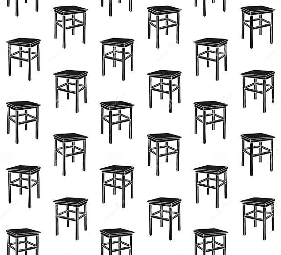 Vector Seamless Pattern of Hand Drawn Stool Stock Illustration ...