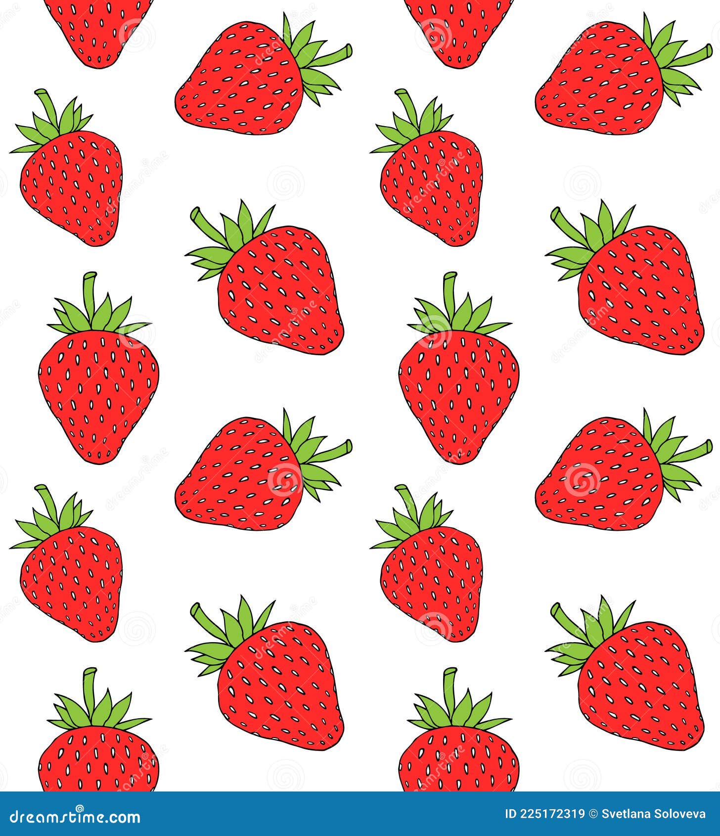 Vector Seamless Pattern of Hand Drawn Strawberry Stock Vector ...