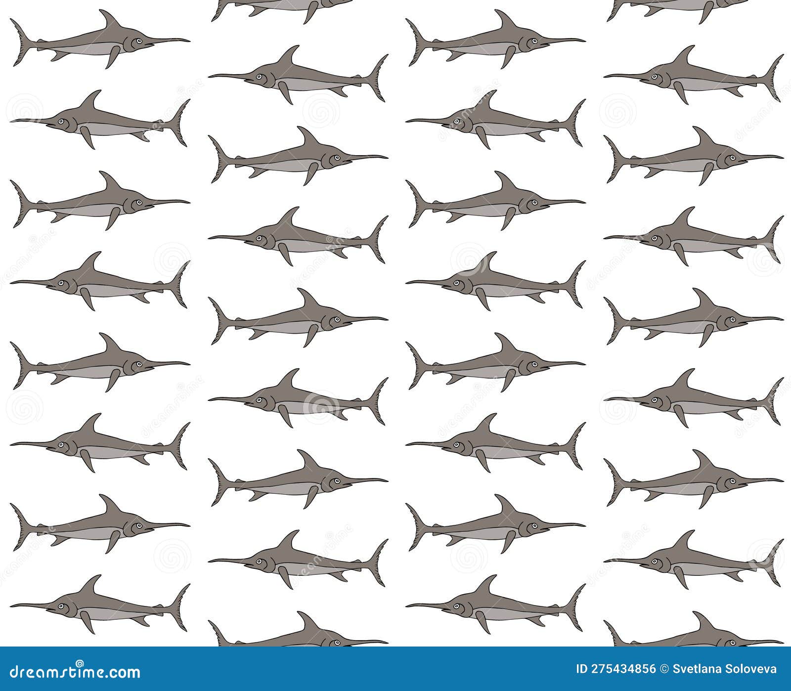 Vector Seamless Pattern of Hand Drawn Swordfish Stock Vector ...