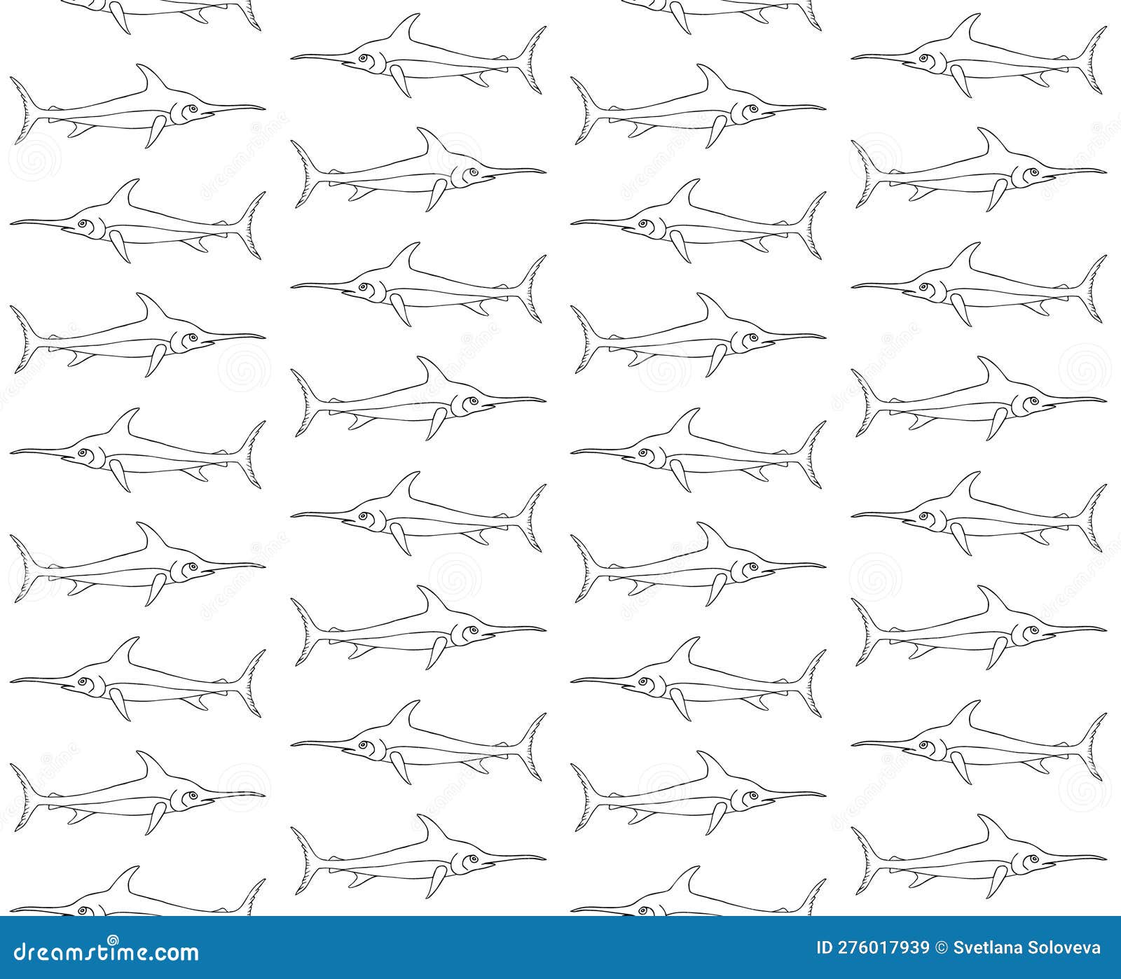 Vector Seamless Pattern of Hand Drawn Swordfish Stock Vector ...