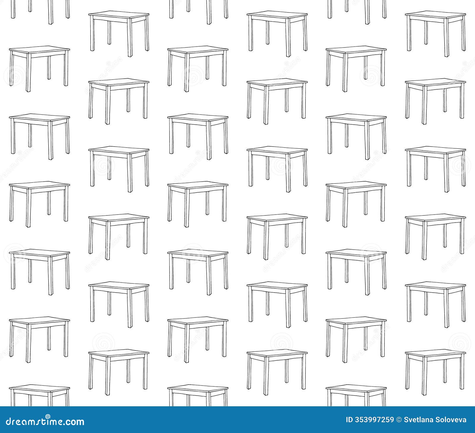 Vector Seamless Pattern of Hand Drawn Table Stock Illustration ...