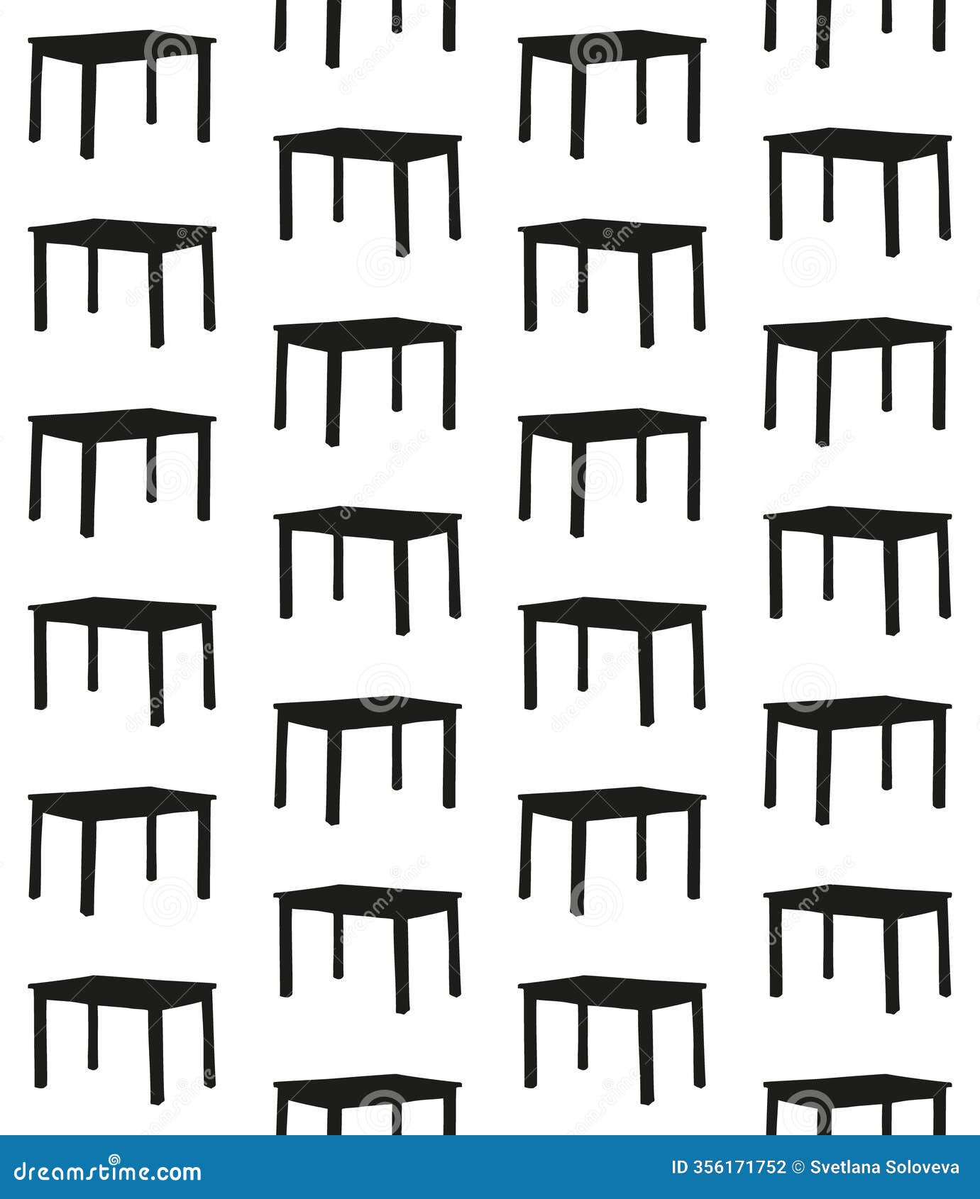 Vector Seamless Pattern of Hand Drawn Table Stock Illustration ...