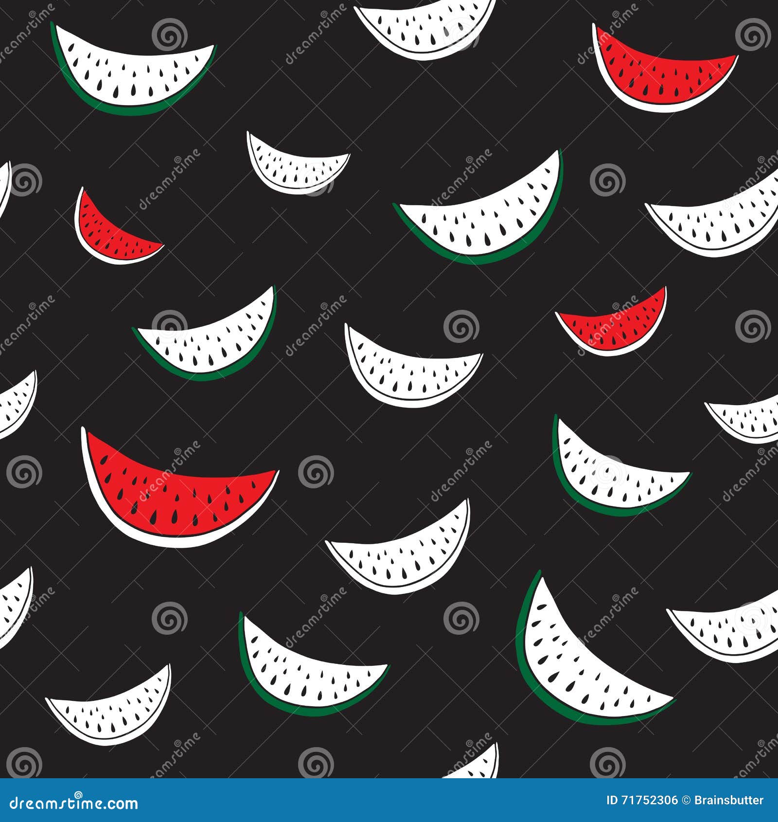 Vector Seamless Pattern with Hand Drawn Watermelon. Stock Vector ...