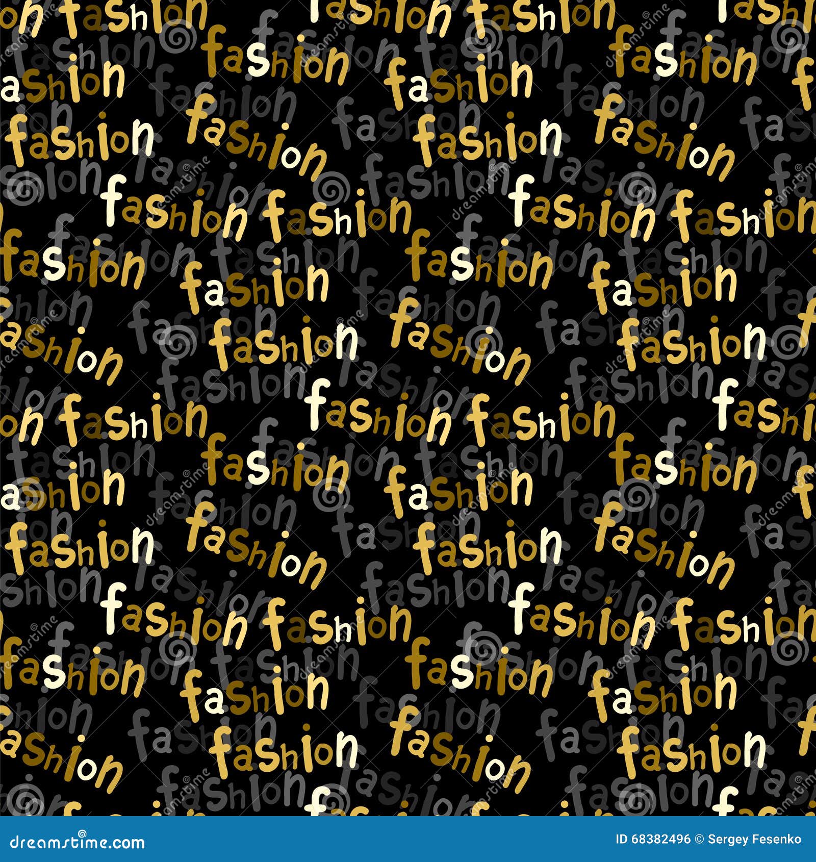 Vector Seamless Pattern with Hand Written Gold Text. Stock Vector ...