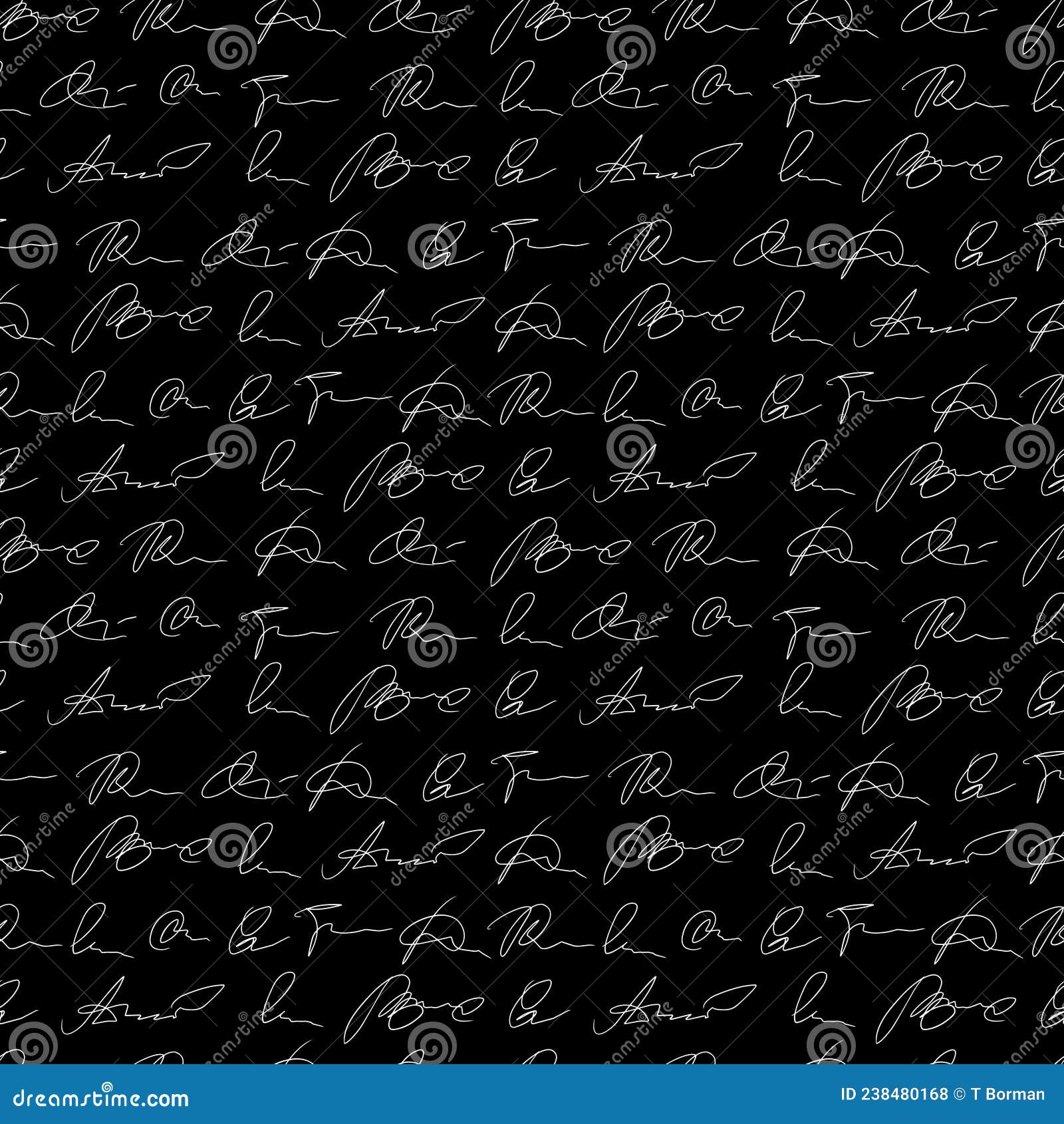 Vector Seamless Pattern Handwritten Personal Signatures. Hand Writing ...