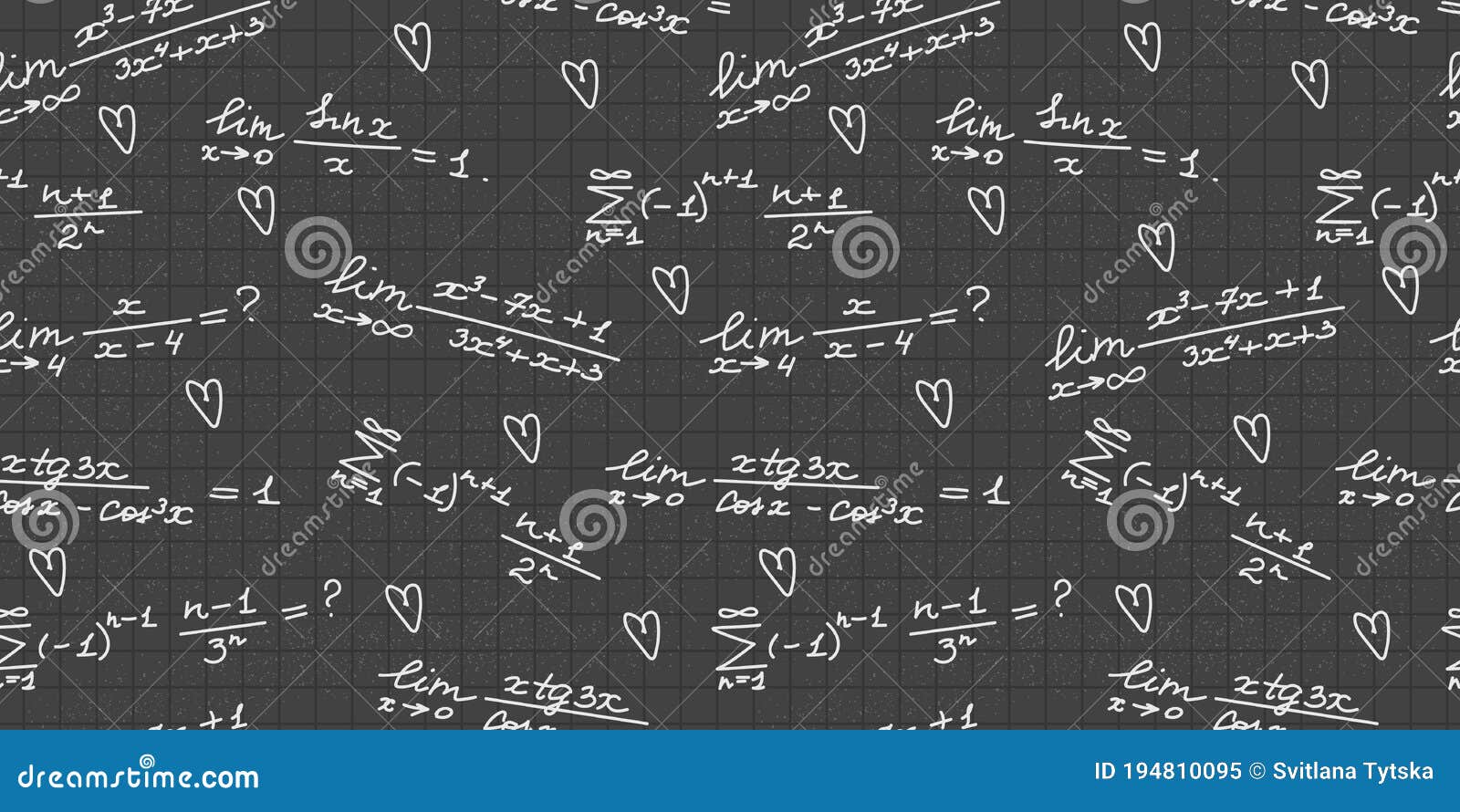 Vector Seamless Pattern with Handwritten White Mathematical Formulas ...