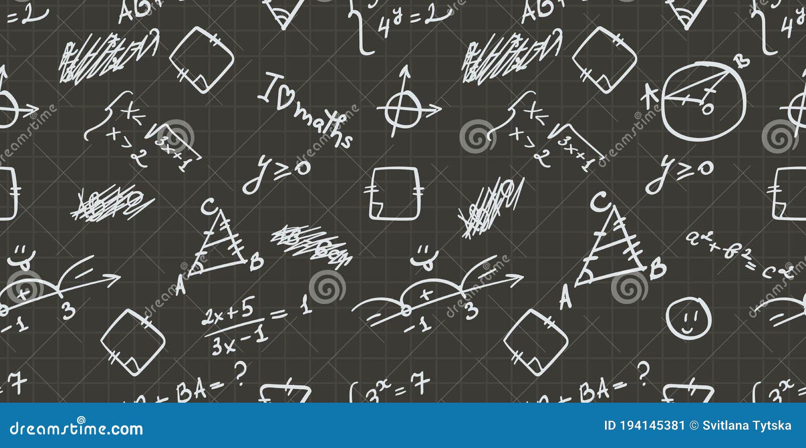 Vector Seamless Pattern with Handwritten White Mathematics Formulas ...