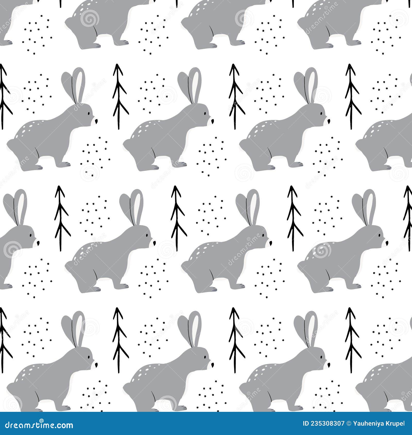 Vector Seamless Pattern with Hares. Stock Vector - Illustration of ...
