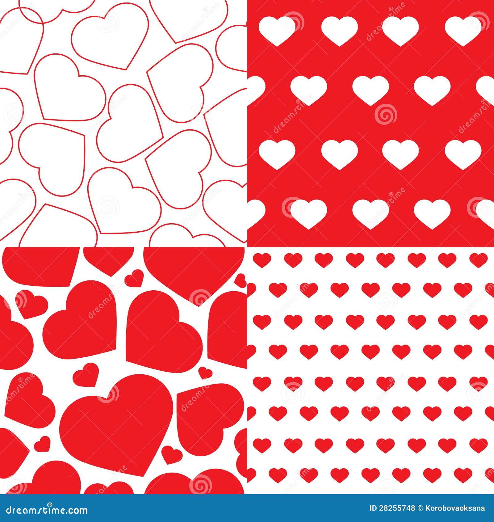 Vector Seamless Pattern of Heart Stock Vector - Illustration of white ...