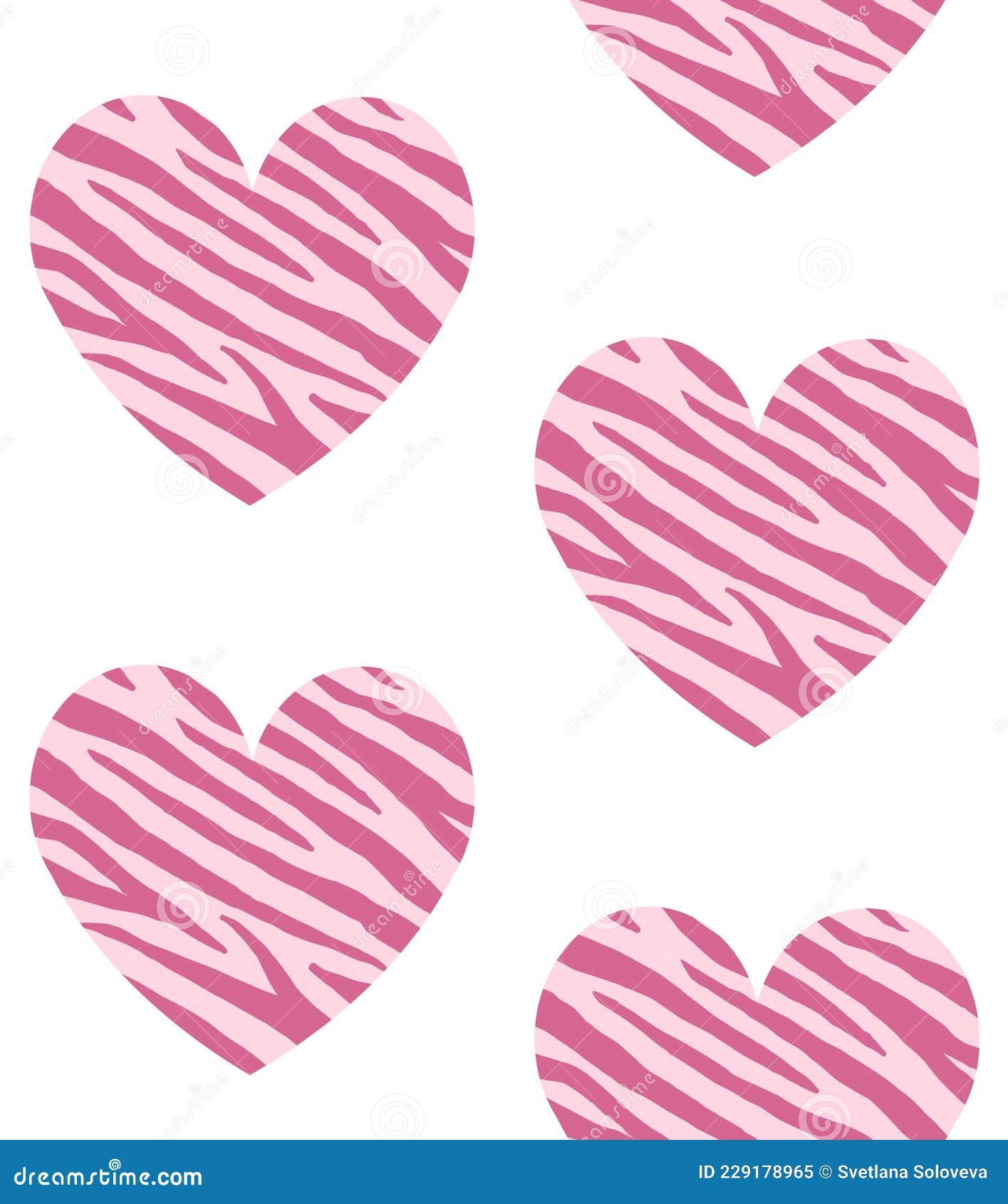 Vector Seamless Pattern of Heart with Zebra Print Stock Illustration ...