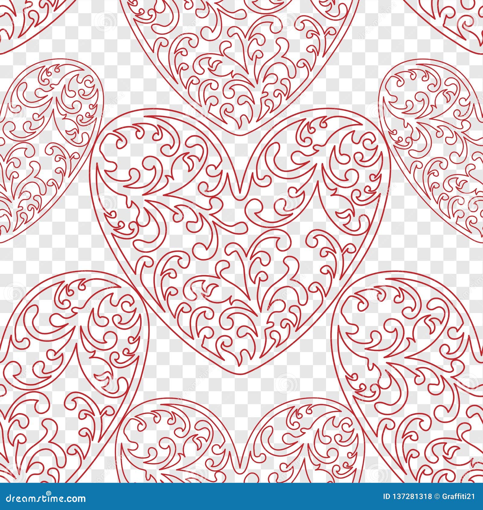 Vector Seamless Pattern of Hearts Background. Endless Illustration Can ...