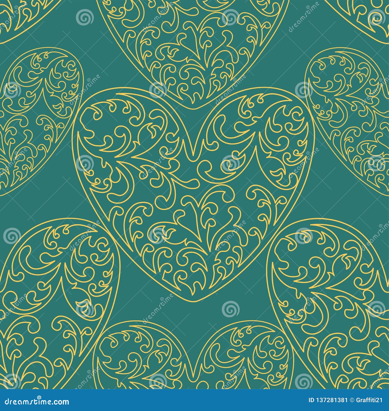 Vector Seamless Pattern of Hearts Background. Endless Illustration Can ...