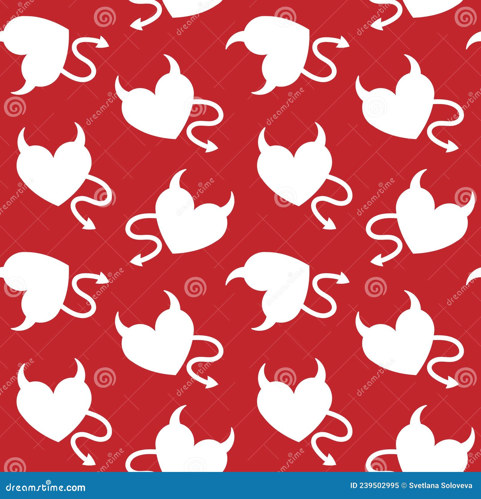 Vector Seamless Pattern of Hearts with Devil Horns Stock Vector ...