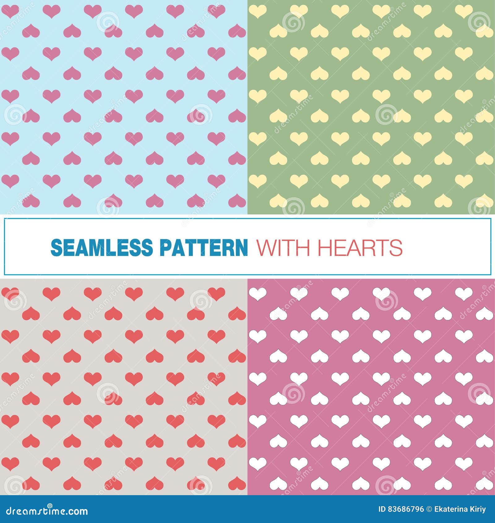 Vector Seamless Pattern with Hearts Stock Vector - Illustration of ...