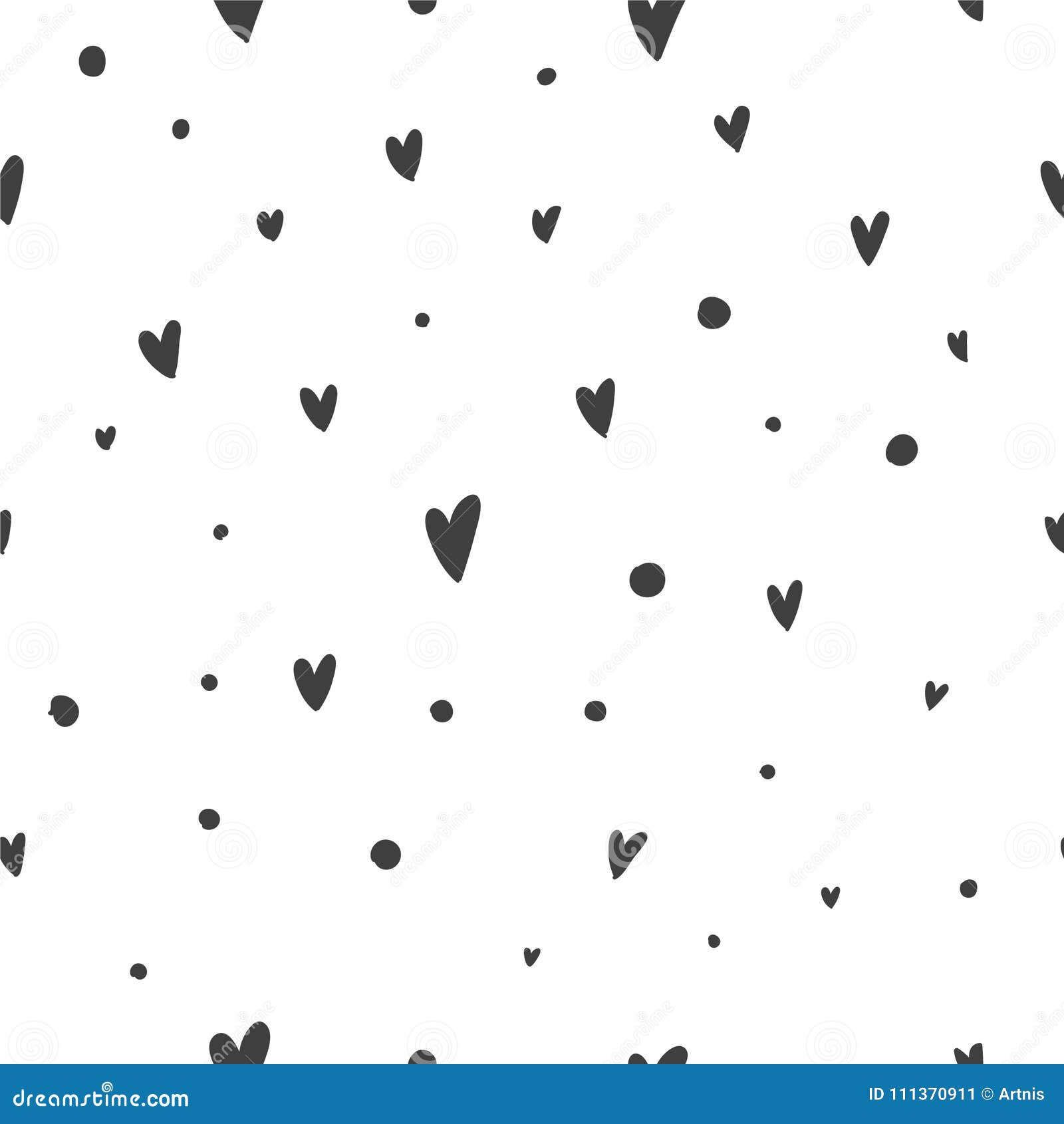 Vector Seamless Pattern with Hearts on a White Background. Stock Vector ...