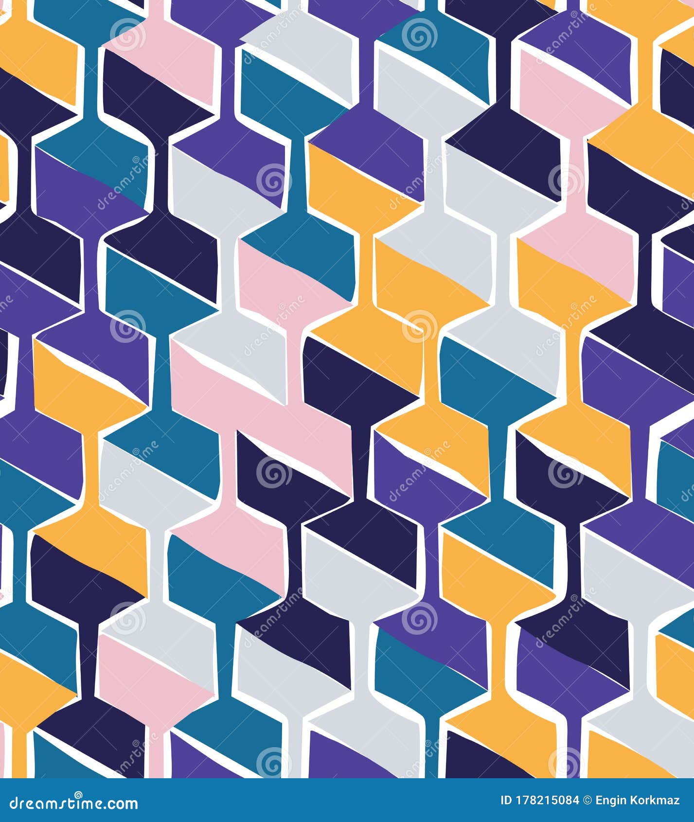 Vector Seamless Pattern with Hexagonal Woven Shapes Stock Vector ...