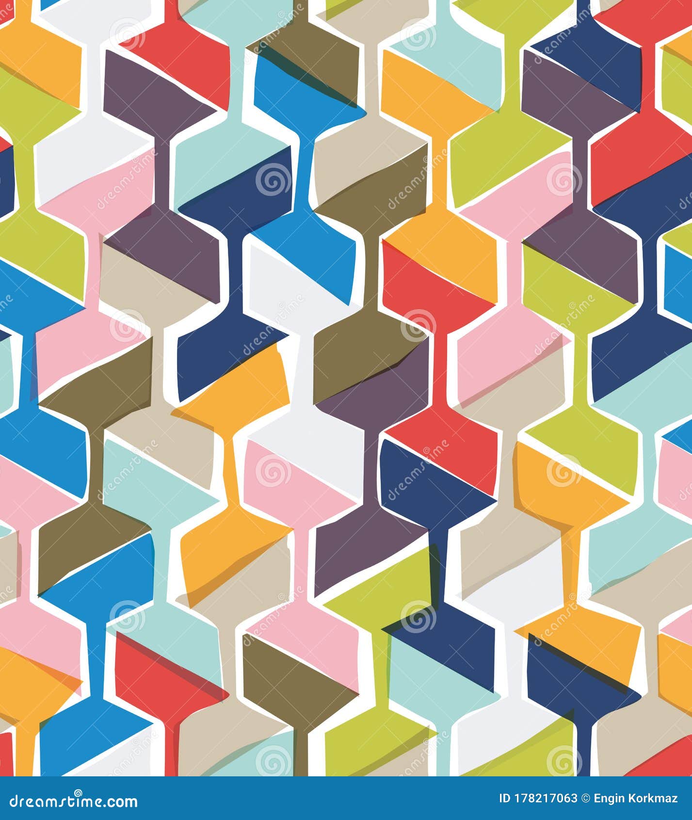 Vector Seamless Pattern with Hexagonal Woven Shapes Stock Vector ...