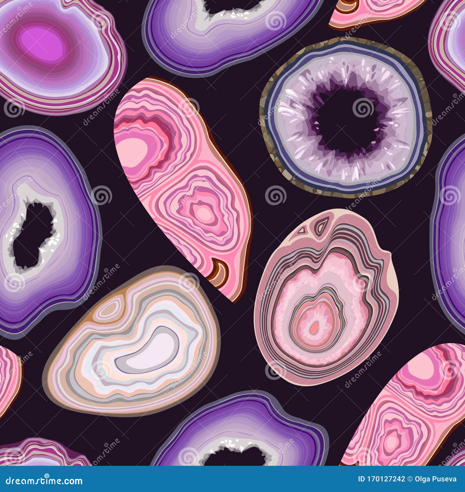 Vector Seamless Pattern with Geode and Agate Cuts Stock Vector ...