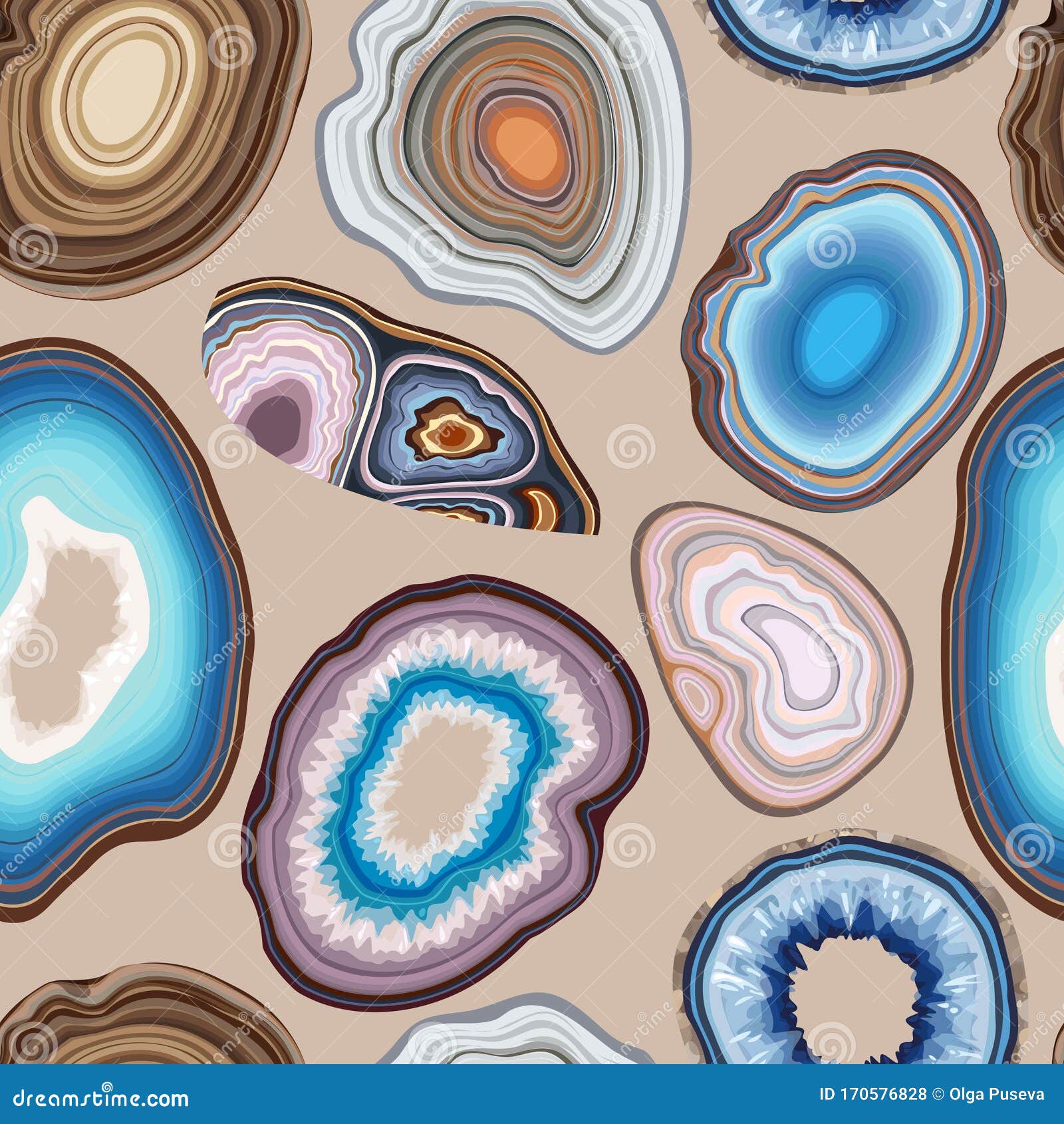 Vector Seamless Pattern with Geode and Agate Cuts Stock Vector ...