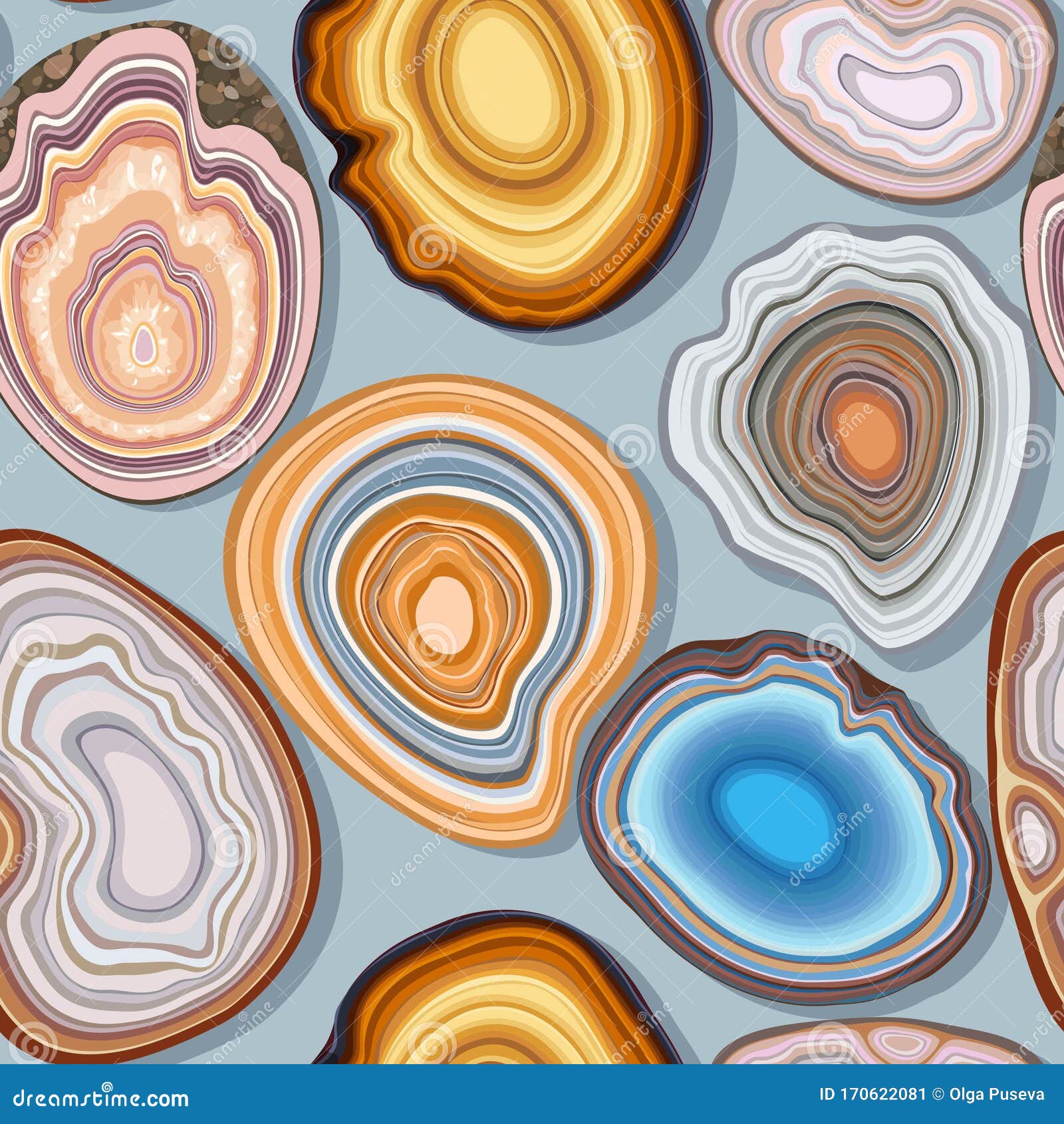 Vector Seamless Pattern with Geode and Agate Cuts Stock Vector ...