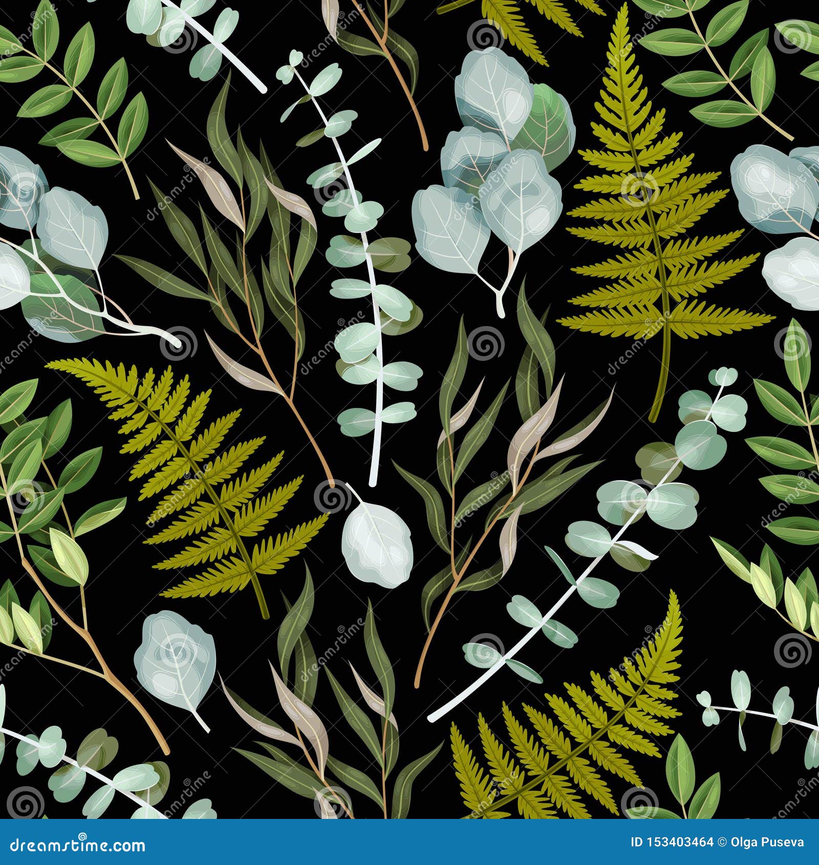 Vector Seamless Pattern with High Detailed Leaves Stock Vector ...