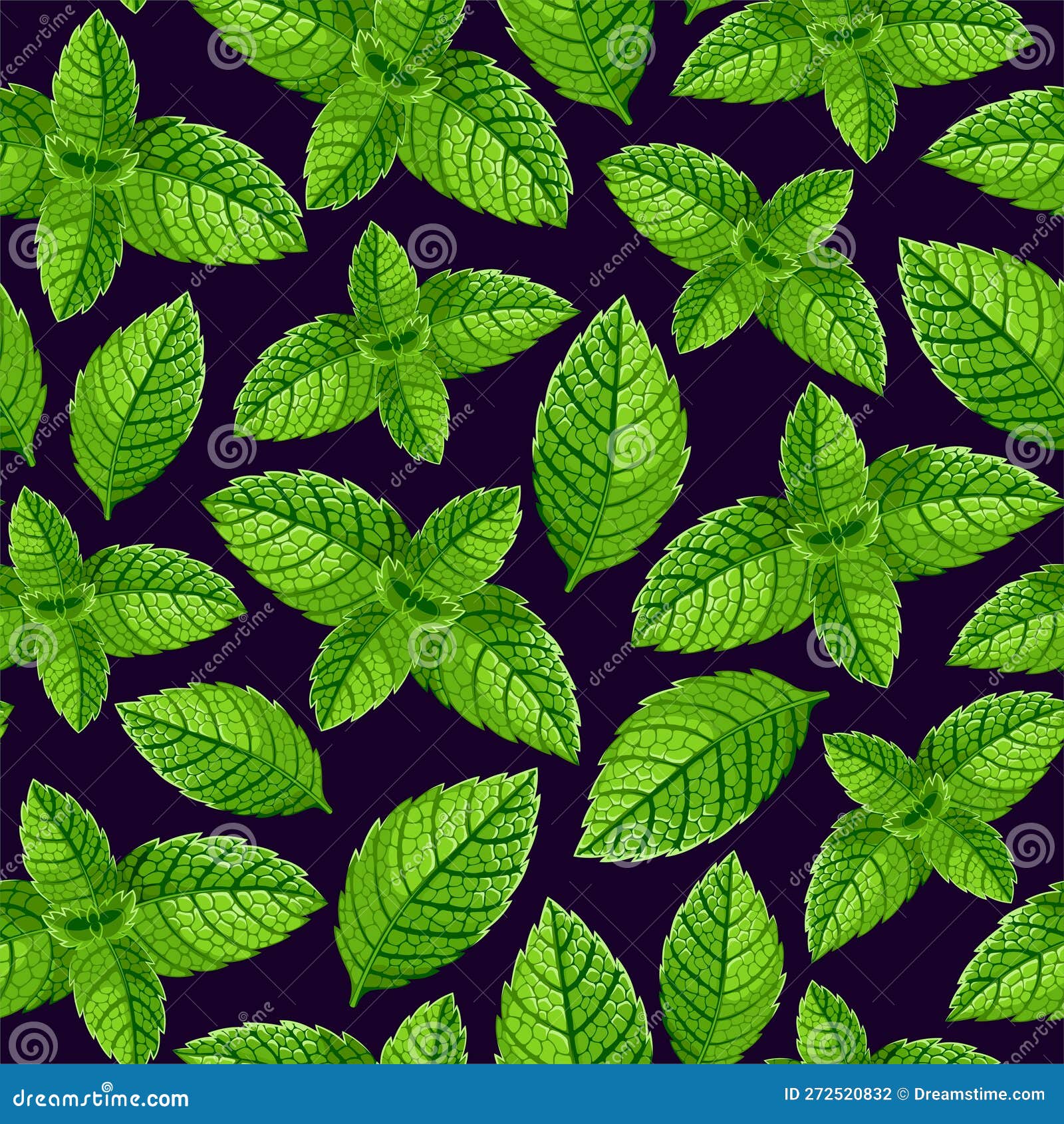Vector Seamless Pattern with Fresh Mint Leaves Stock Vector ...