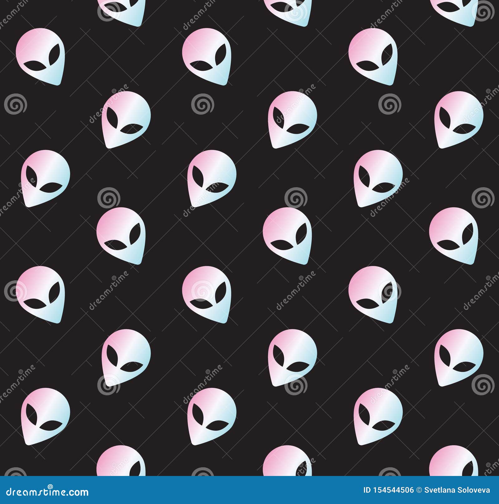 Vector Seamless Pattern of Holographic Alien Face Stock Vector ...