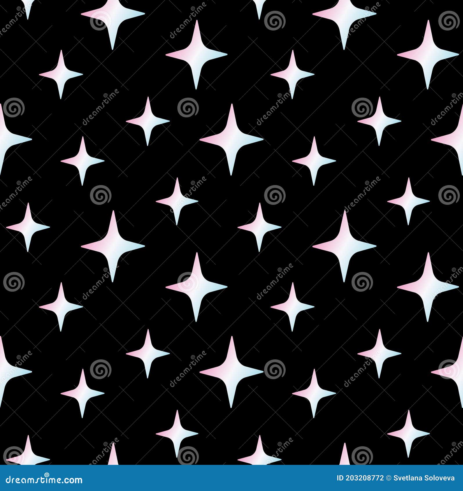 Vector Seamless Pattern of Holographic Stars Stock Illustration ...
