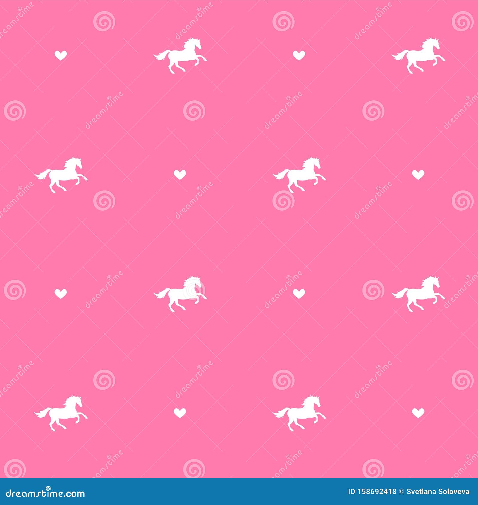 Vector Seamless Pattern of Horse on Pink Stock Vector - Illustration of ...
