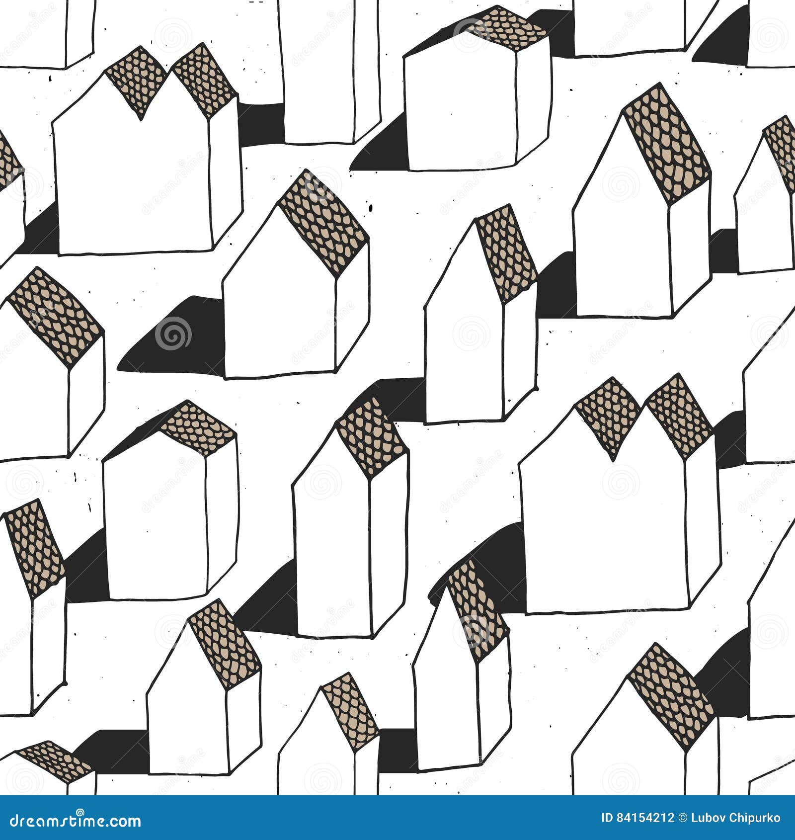 Vector Seamless Pattern with Houses Stock Vector - Illustration of ...