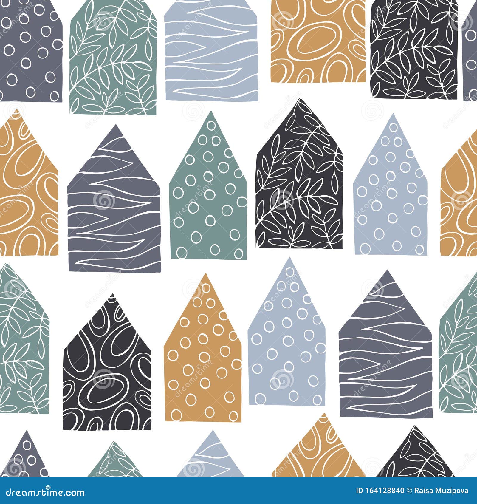 Vector Seamless Pattern with Houses Stock Vector - Illustration of ...