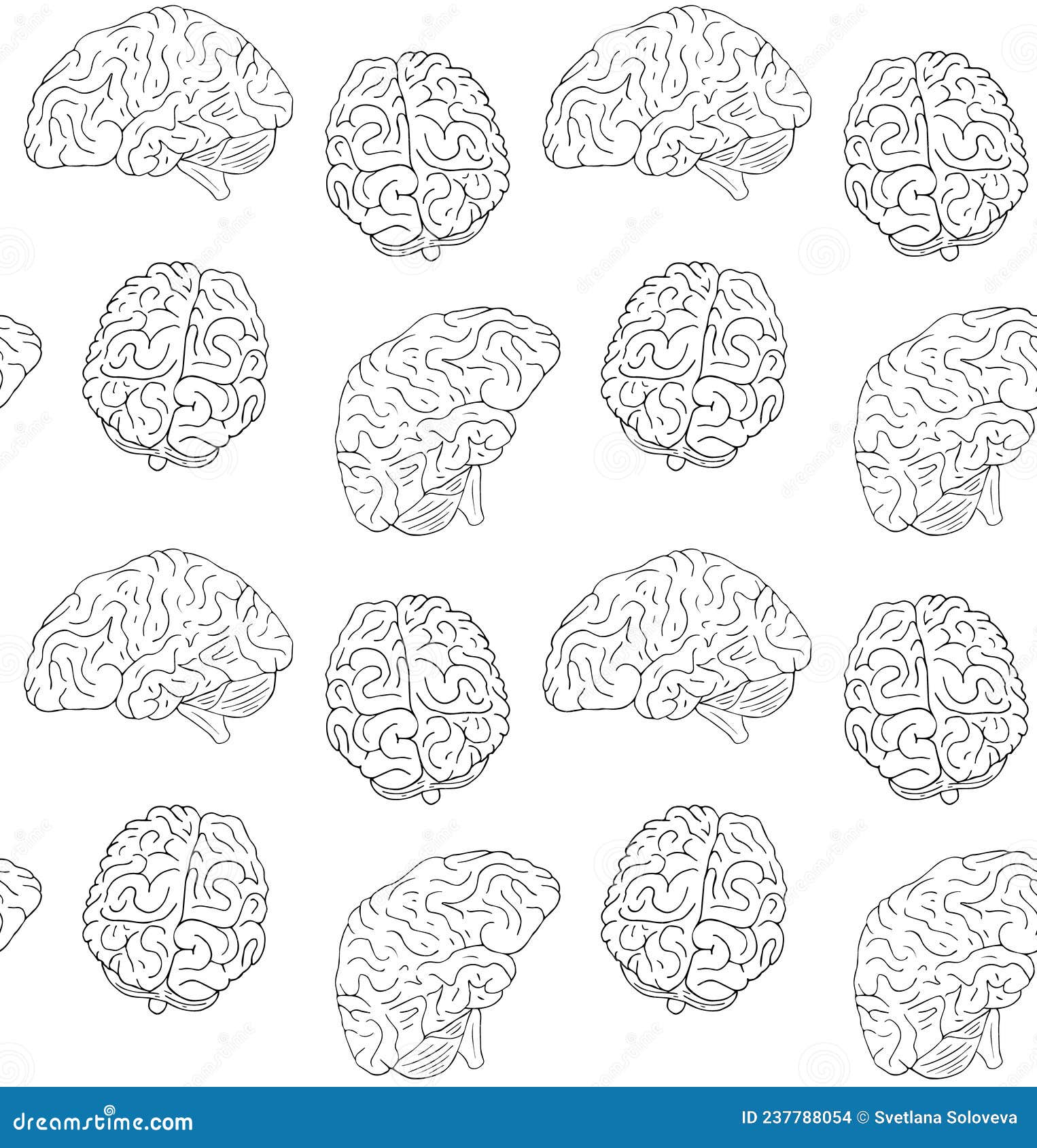 Vector Seamless Pattern of Human Brain Stock Vector - Illustration of ...