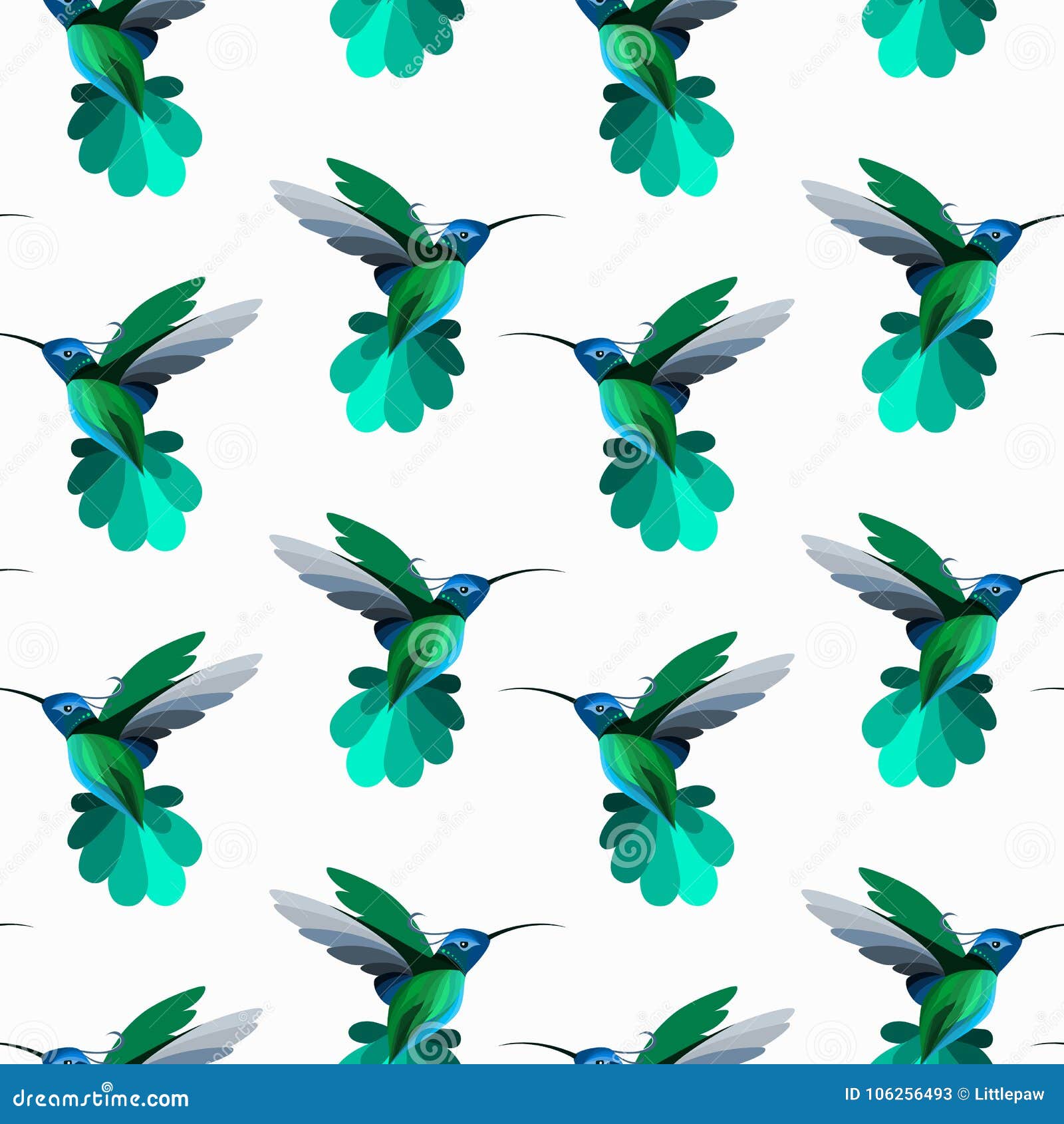 Vector Seamless Pattern with Hummingbirds, Colibri. Texture for Stock ...