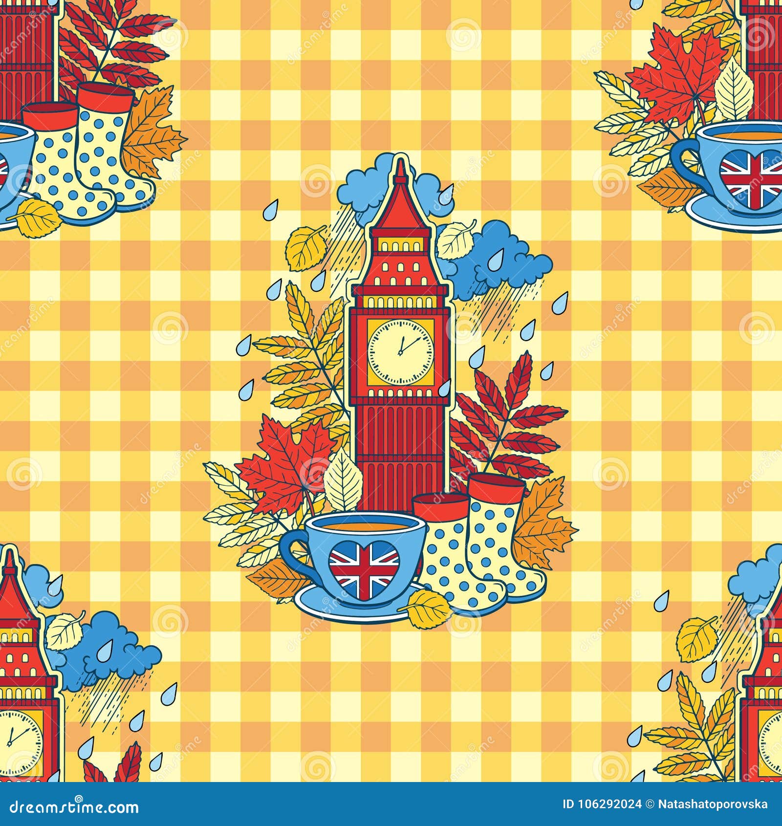 I Love London and Tea Time. Design for Background and Wallpaper Stock ...