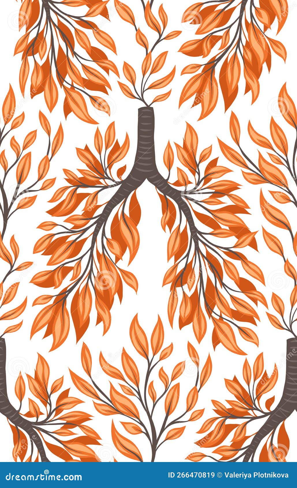 Vector Seamless Pattern with Illness Human Lungs from Autumn Leaves and ...