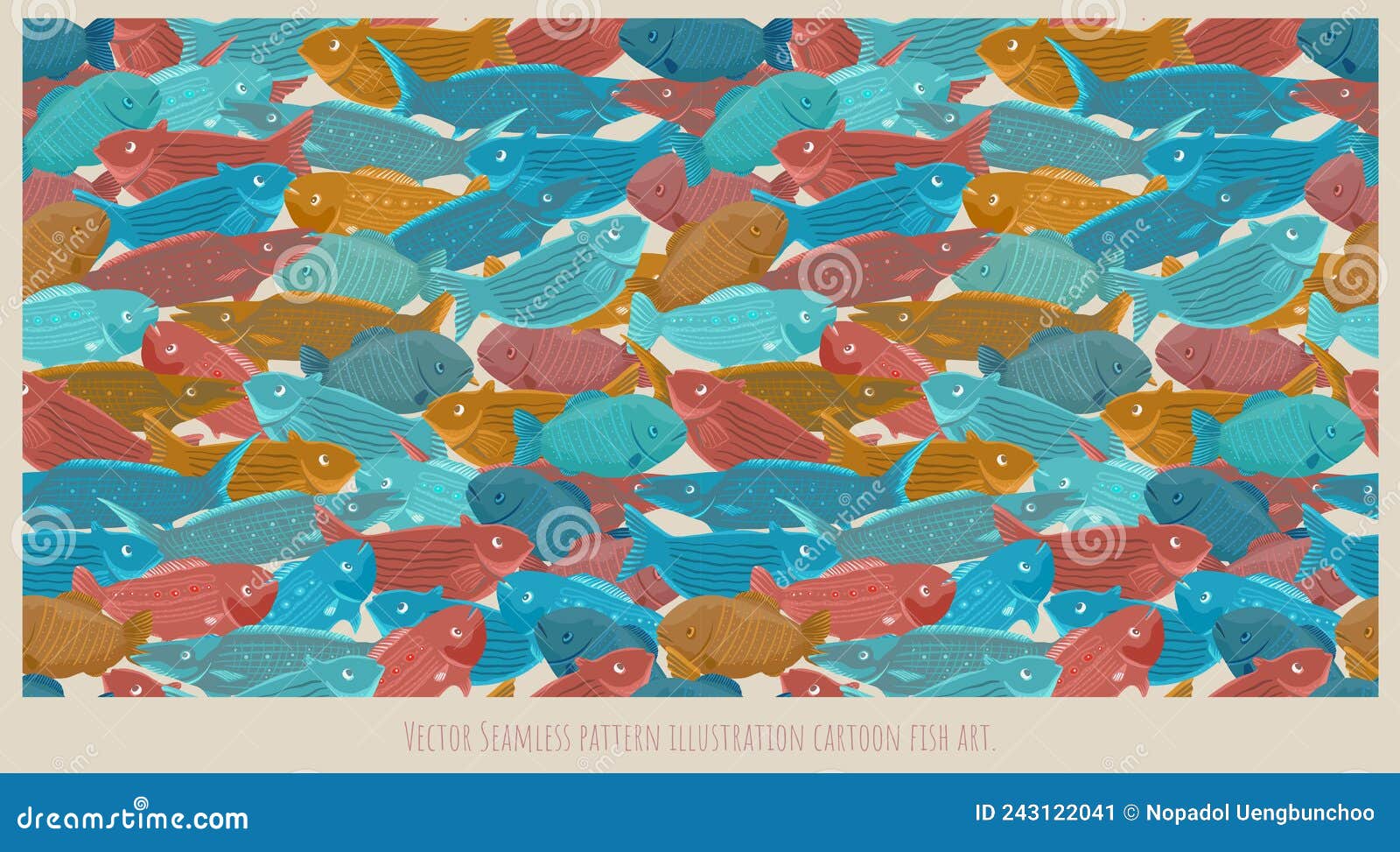 Vector Seamless Pattern Illustration Cartoon Fish Art Stock ...